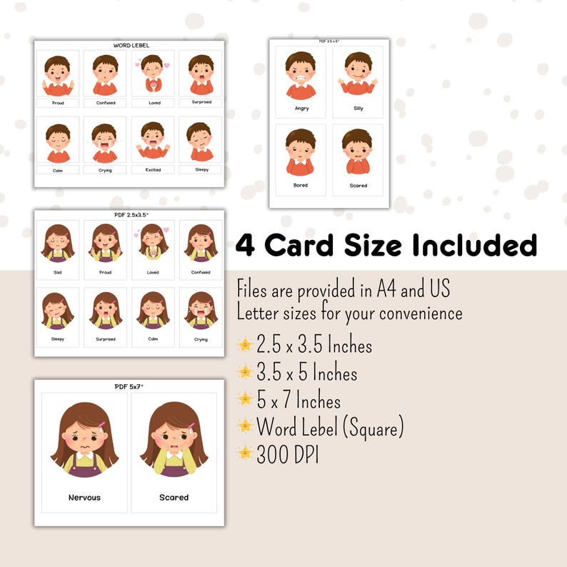 Kids Emotions Flashcards, Feelings Learning Cards, Printable SEL ...