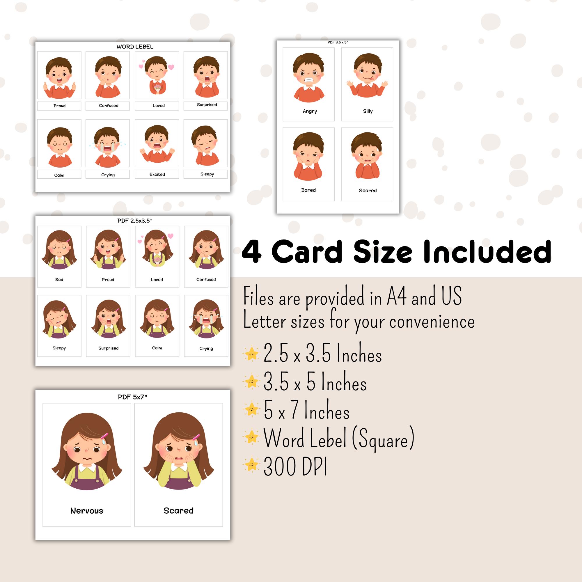 Kids Emotions Flashcards, Feelings Learning Cards, Printable SEL ...