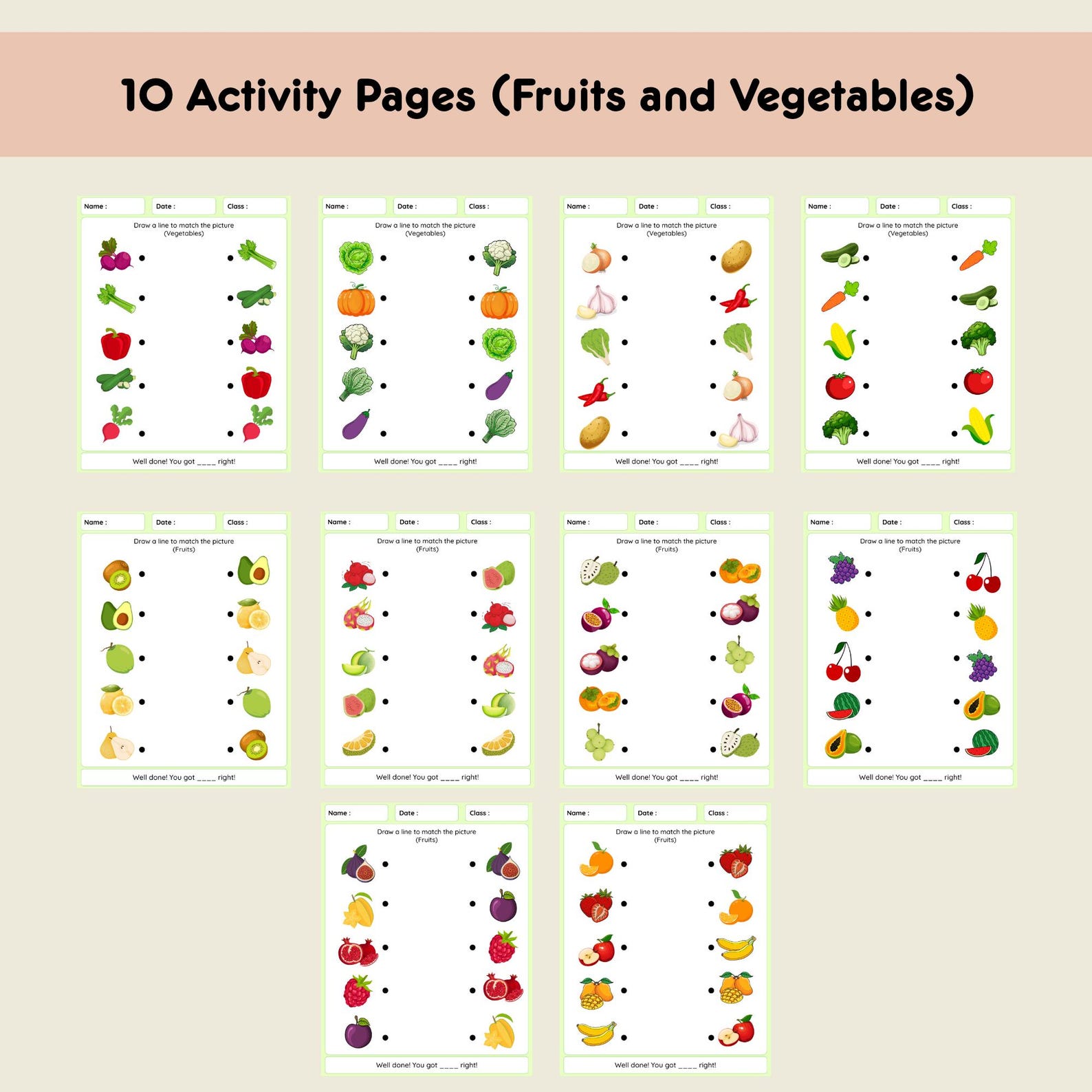 Fun Printable Matching Worksheet for Kids, Match the Picture, Printable ...