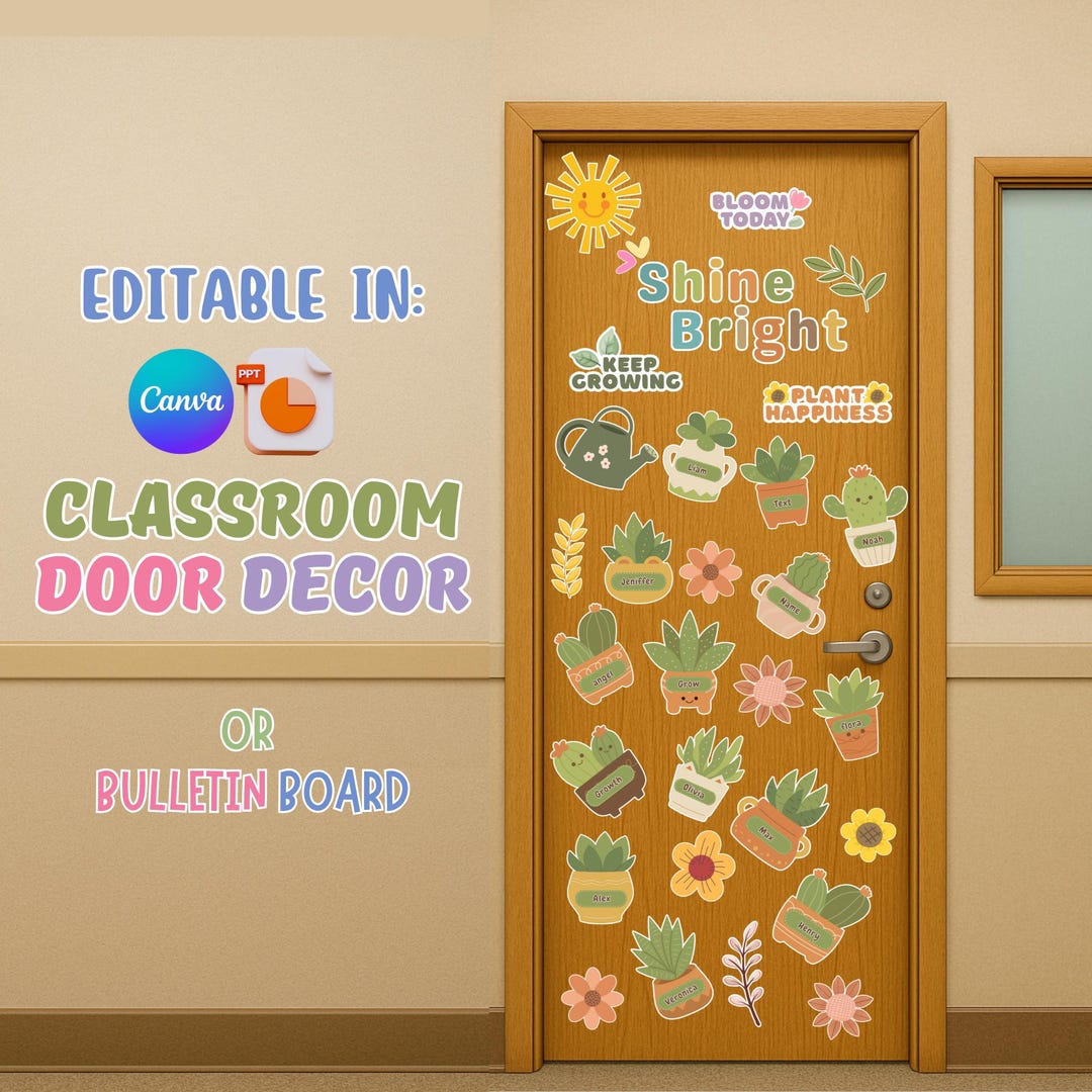 Botanical Classroom Door Decor Display Kit With Editable Student Name ...