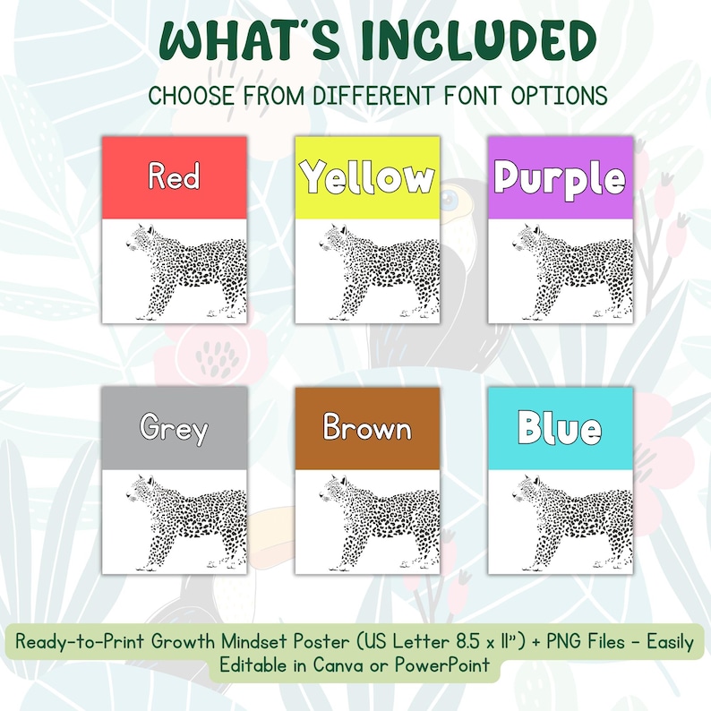 Jungle Classroom Color Posters & Bright Wall Display for Teachers ...