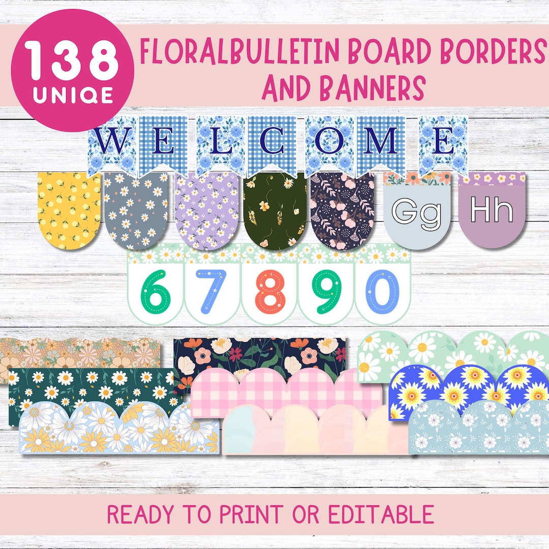 Floral Classroom Bulletin Board Borders | Spring Seasonal Flower Theme ...