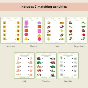 Fun Printable Matching Worksheet for Kids, Match the Picture, Printable ...