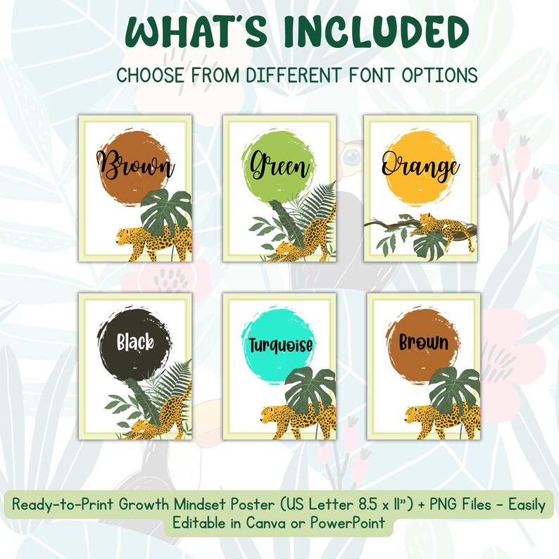 Jungle Classroom Color Posters & Bright Wall Display for Teachers ...