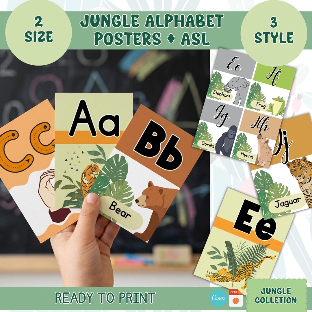 Jungle Alphabet Posters Classroom Decor Resource | Safari ABC Poster ...