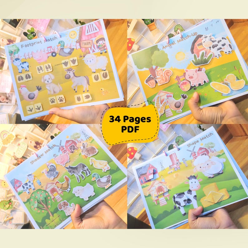 My First Farm Busy Book - Printable Quiet Book, Montessori Learning ...