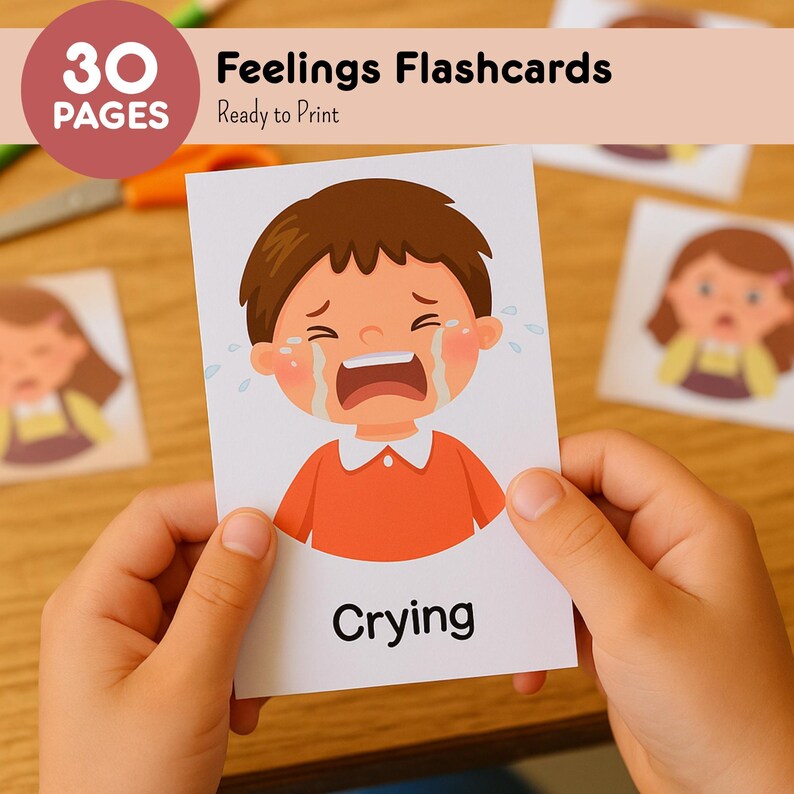 Kids Emotions Flashcards, Feelings Learning Cards, Printable SEL ...