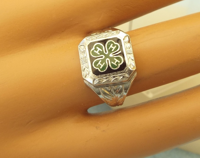 Mid Century Sterling and Enamel "4-h" Ring, Size 6-1/2! - Etsy