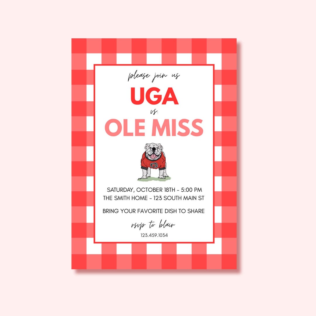 UGA Football Game Day Invitation, Tailgate Party Template (canva ...