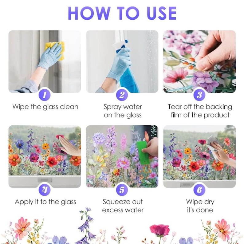 3D Decorative Stained Glass Window Privacy Film - Rainbow Flowers ...