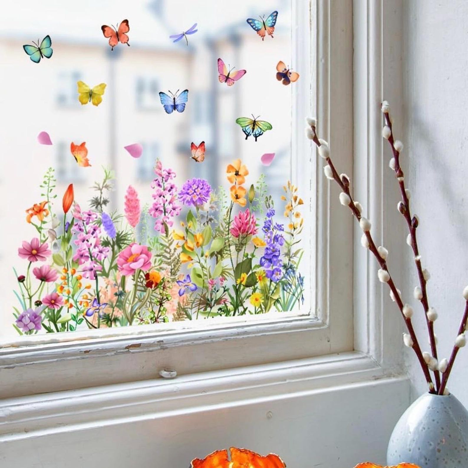 Rainbow Flowers Window Film: Static Cling Privacy Vinyl - Etsy