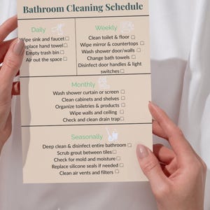 Bathroom Cleaning Schedule Printable | Minimalist Cleaning Planner PDF ...