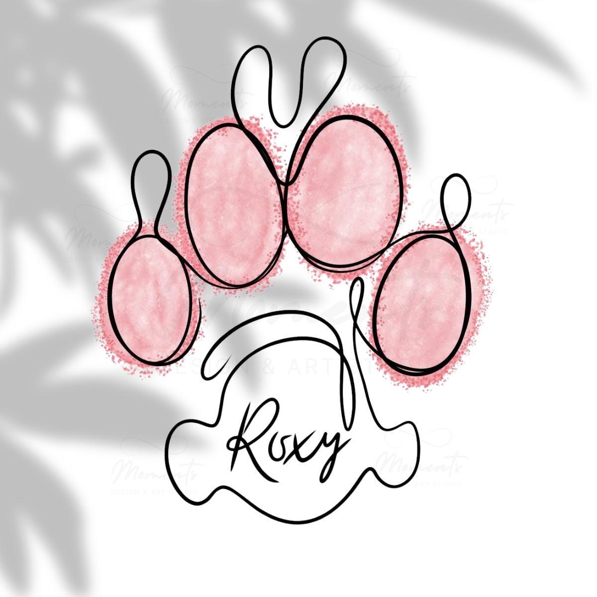 Custom Minimalist Dog Cat Paw Line Art Print Printable Modern Paw ...