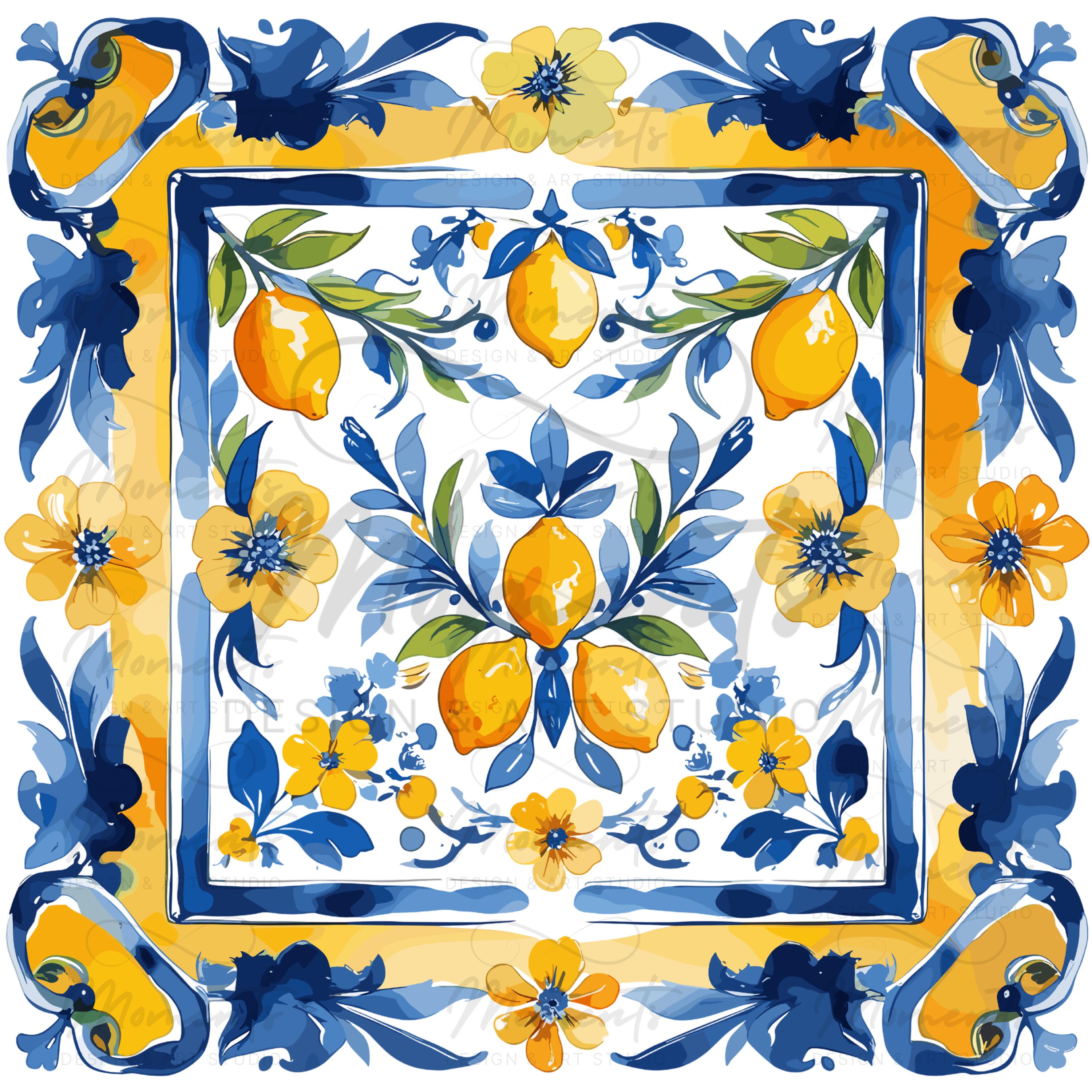15 Amalfi Inspired Digital Pngs, Tile Pattern, Italian Vibes, Lemons ...