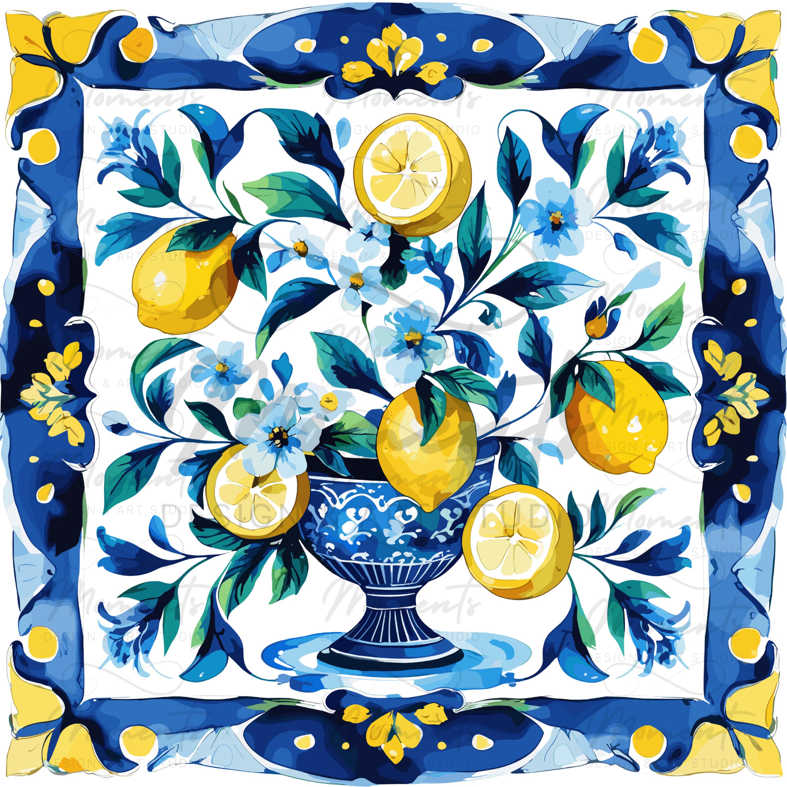 15 Amalfi Inspired Digital Pngs, Tile Pattern, Italian Vibes, Lemons ...