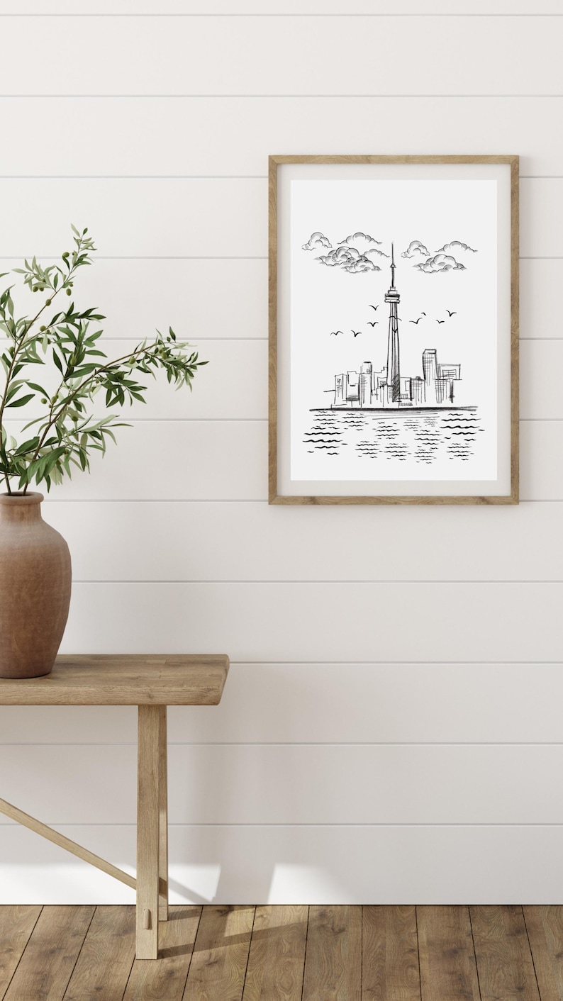 Hand-drawn CN Tower Art Print – Toronto Skyline Sketch – Digital ...