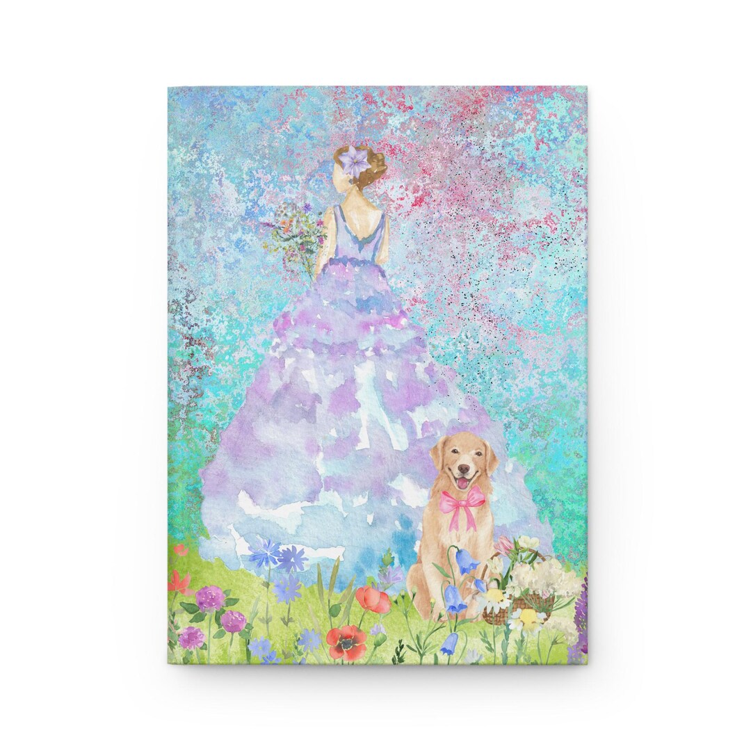 Princess and Dog in a Meadow of Flowers - Hardcover Journal - Etsy