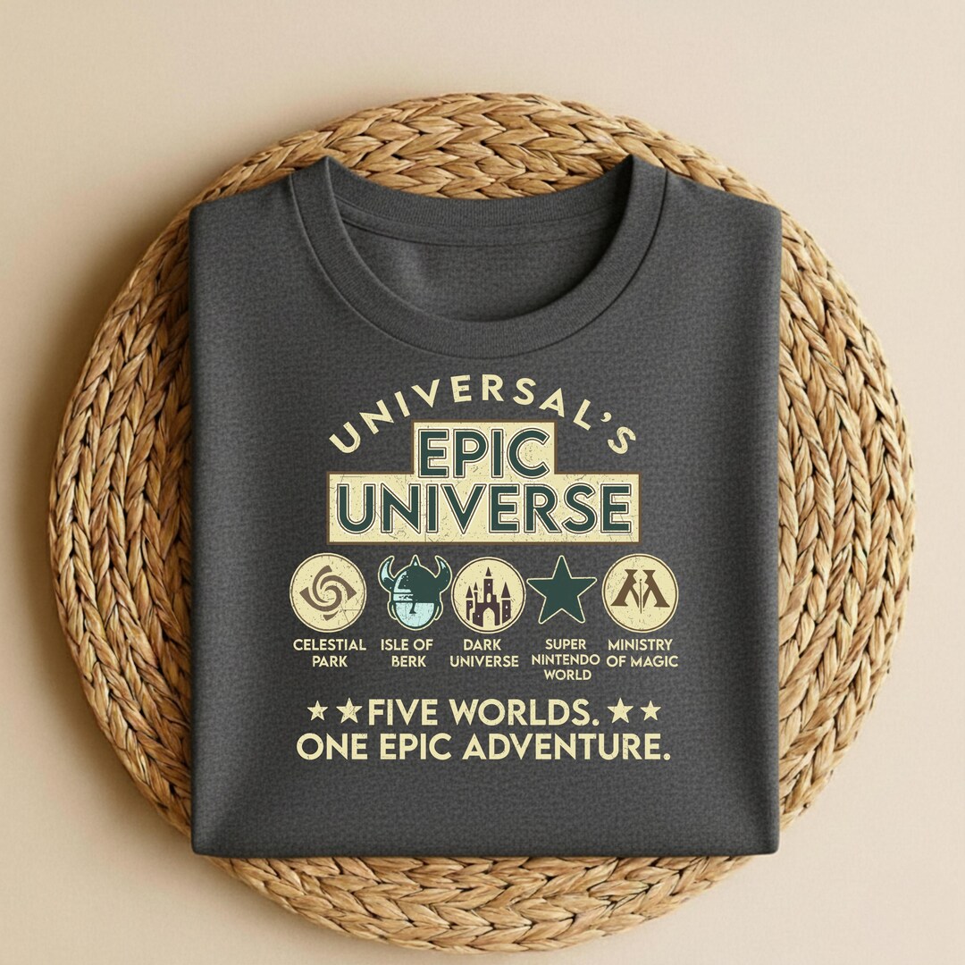 Universal Epic Universe Shirt, Disney Theme Park Five Worlds Design Tee ...