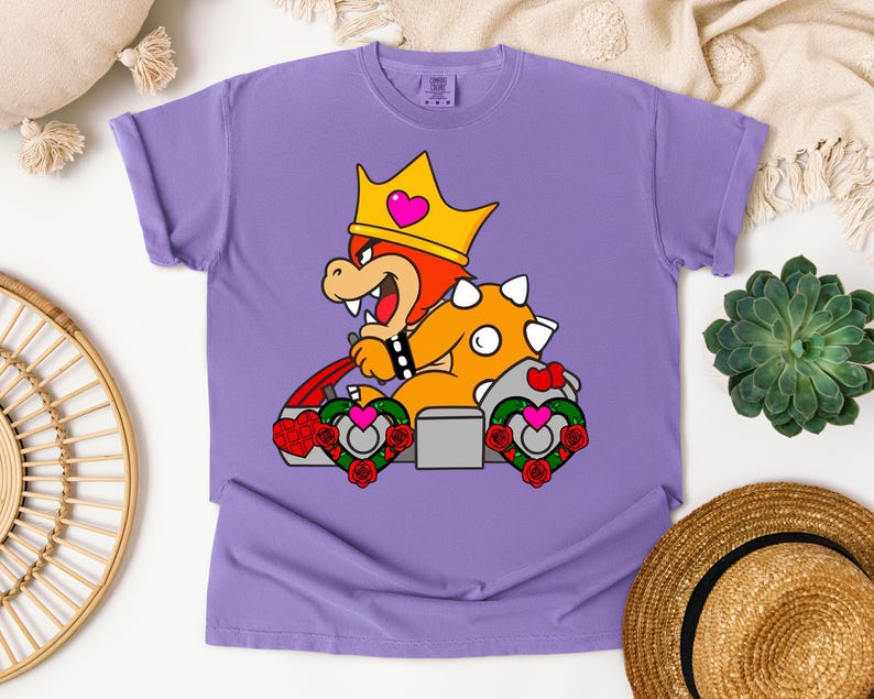 Super Mario Valentine Bowser Kart Shirt, Super Mario Shirt, Love Crown ...