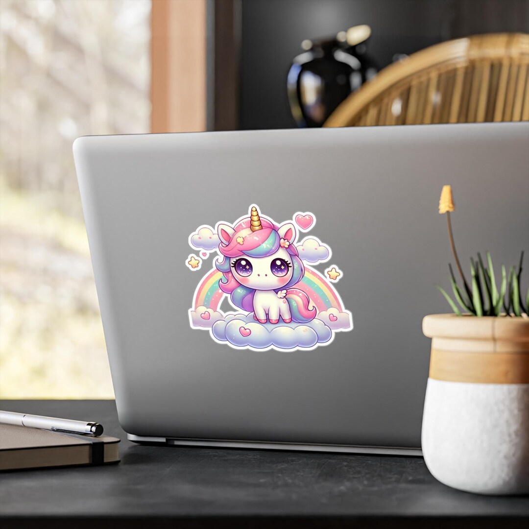 Cutecore Unicorn Sticker Vinyl Decals, Sparkling Eyes, Chibi Pastel ...