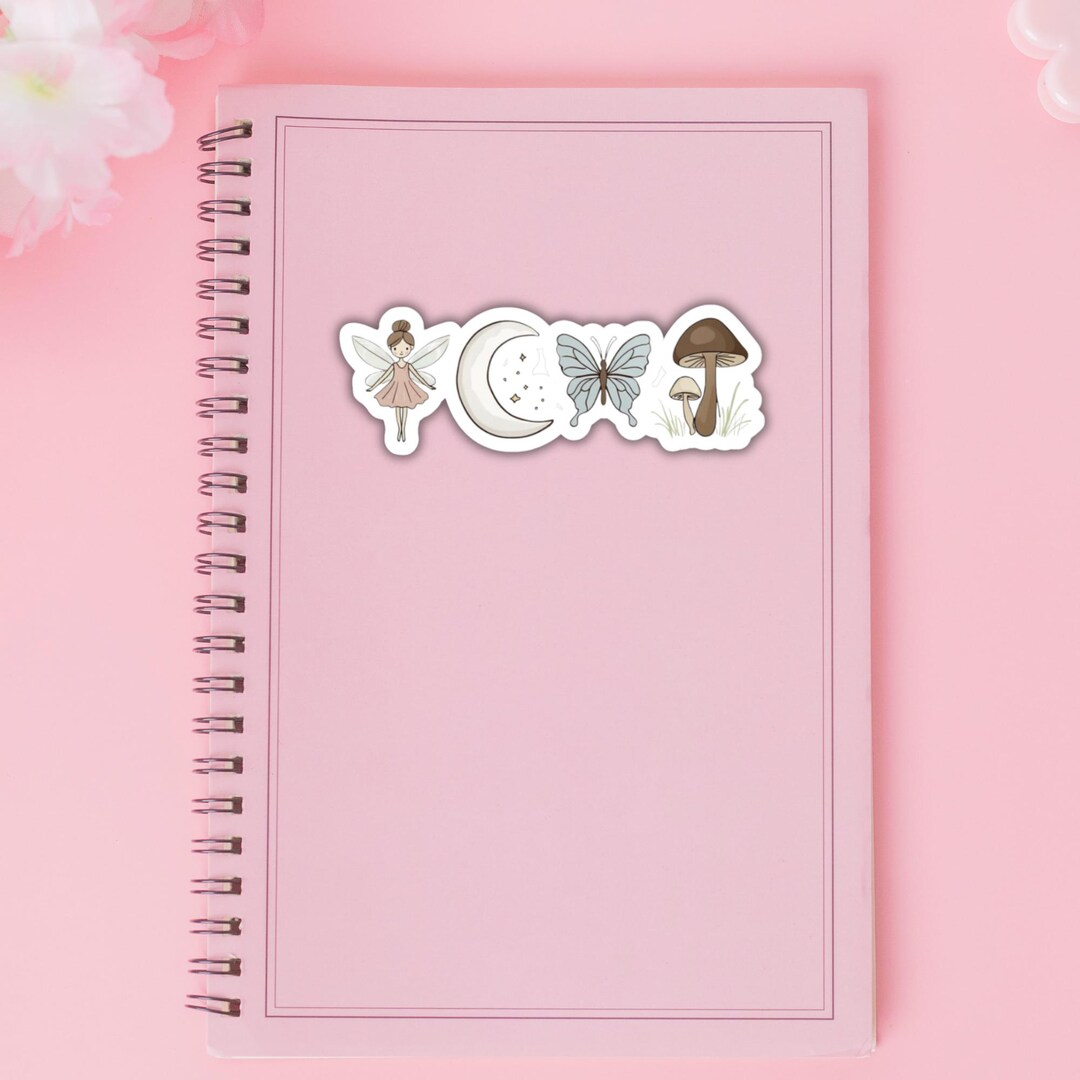 Fairycore Vinyl Decal Aesthetic Butterfly, Moon & Mushroom Laptop ...