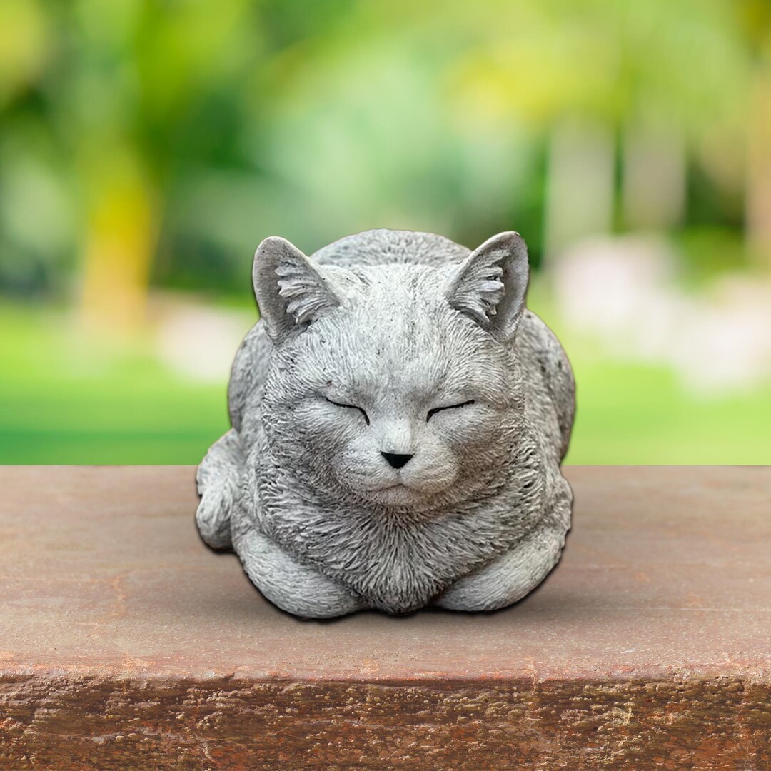 Sleeping Cat Statue Garden Decor, Pet Memorial Gift, Outdoor Yard Art ...