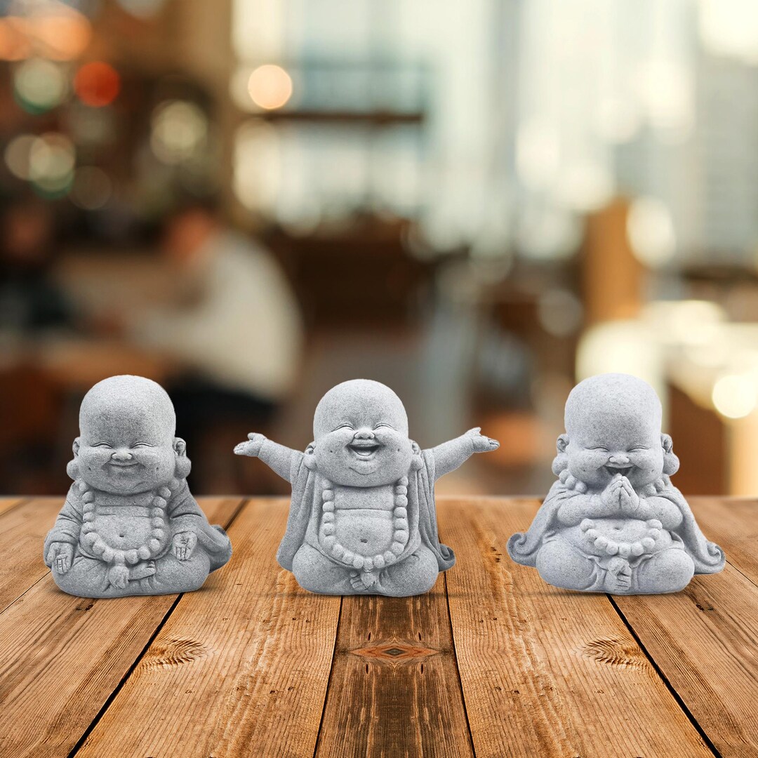 Happy Monk Sandstone Figurines – Outdoor Buddha Statues, Zen Home Décor ...