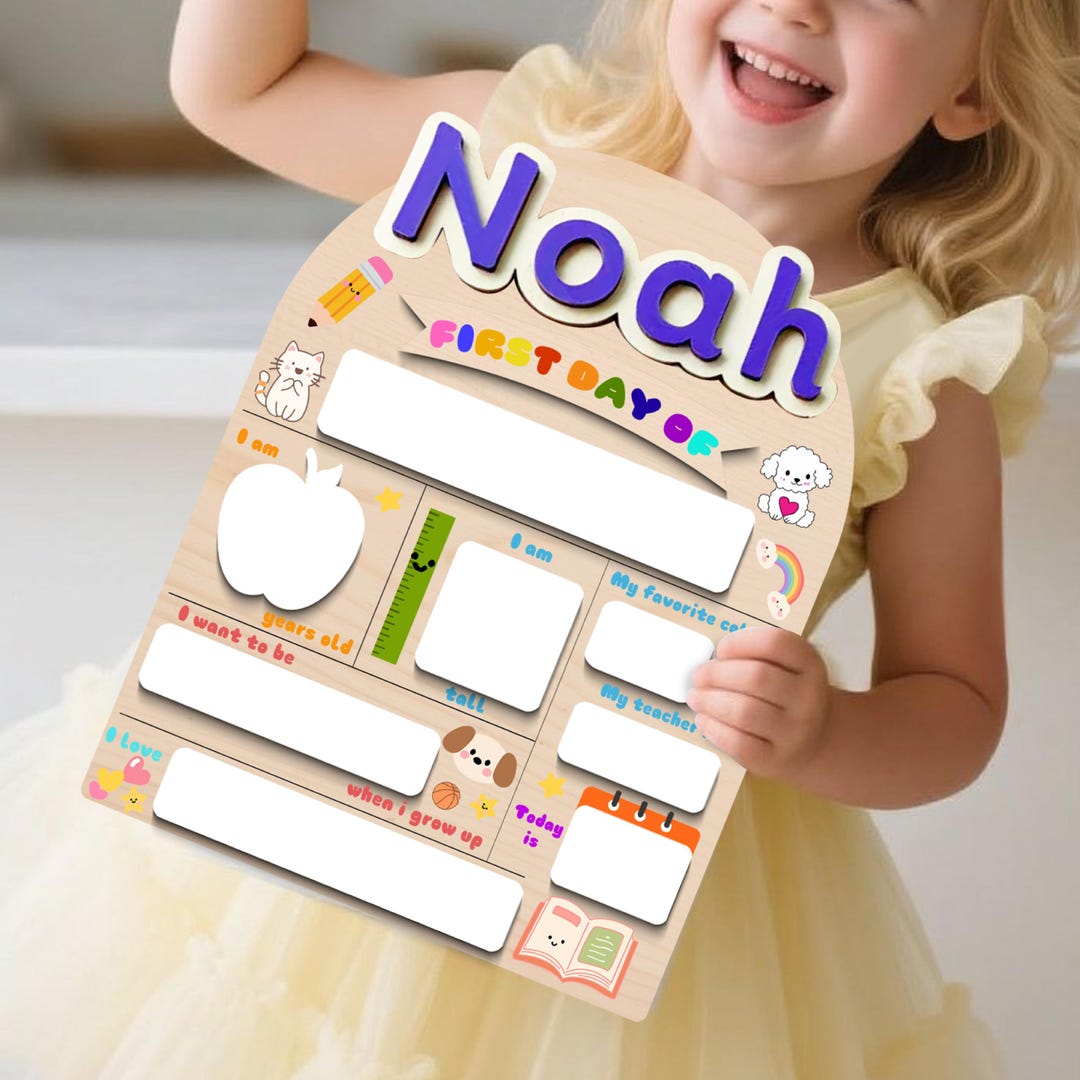 Personalized First Day School Sign, Custom Back School Sign, Last Day ...