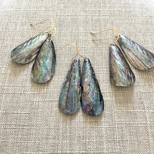 The Luna - Pen Clam Shell Tear Drop Earrings - Etsy