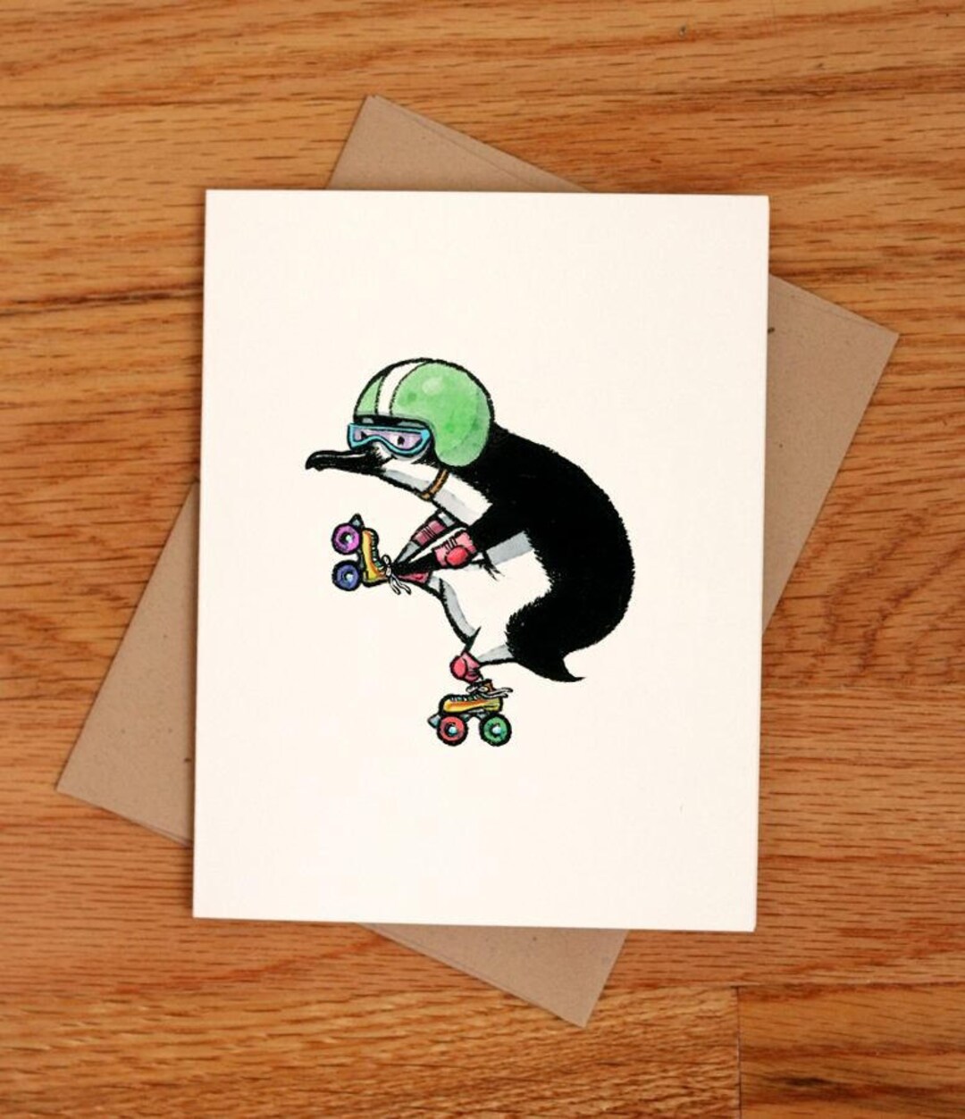 Roller Penguin Card - Etsy