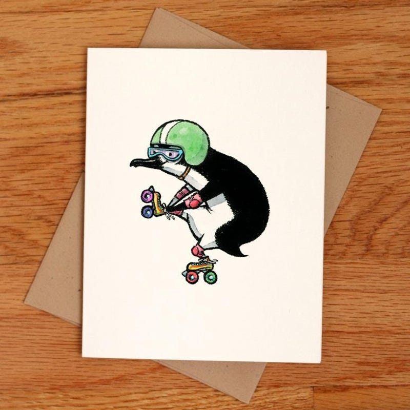 Penguin Card - Etsy