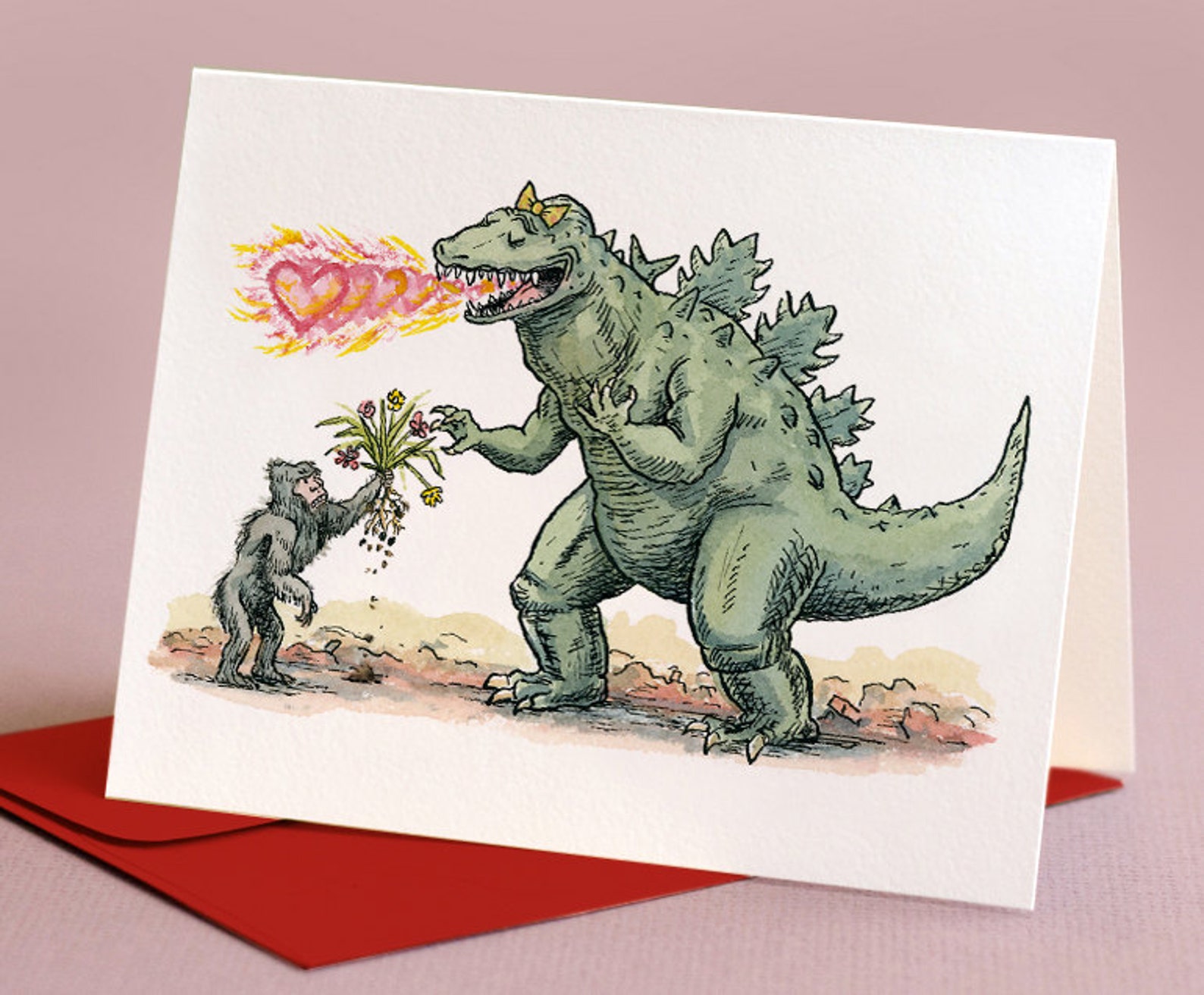 Sasquatch and Love-zilla Card - Etsy
