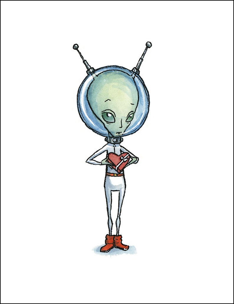 Alien in Love Individual Valentine Card. | Etsy