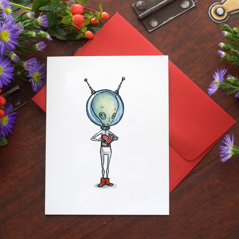 Alien in Love Individual Valentine Card. | Etsy