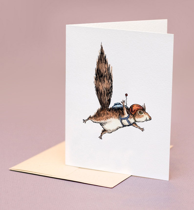 Skydiver Squirrel Card - Etsy