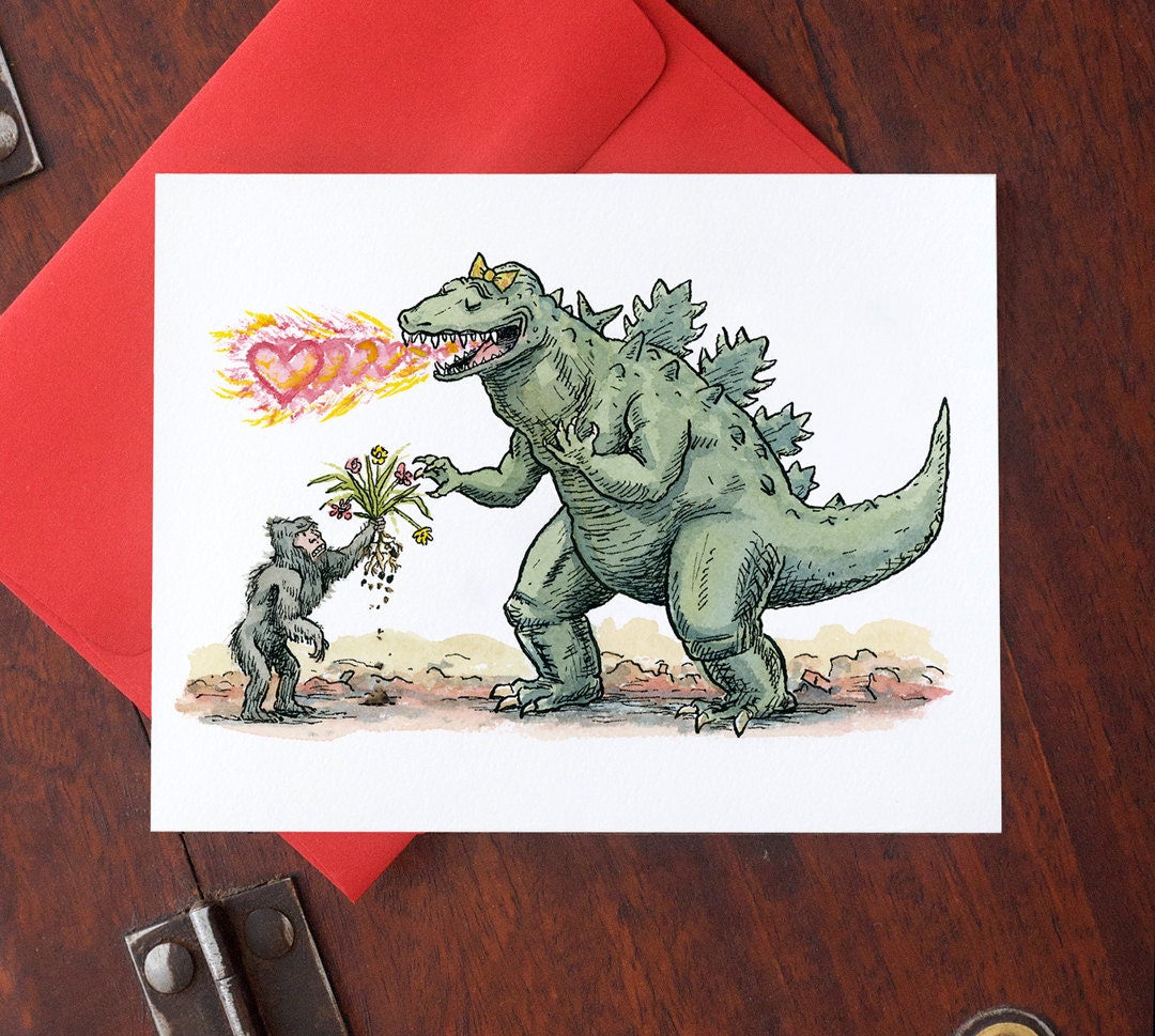 Sasquatch and Love-zilla Card - Etsy