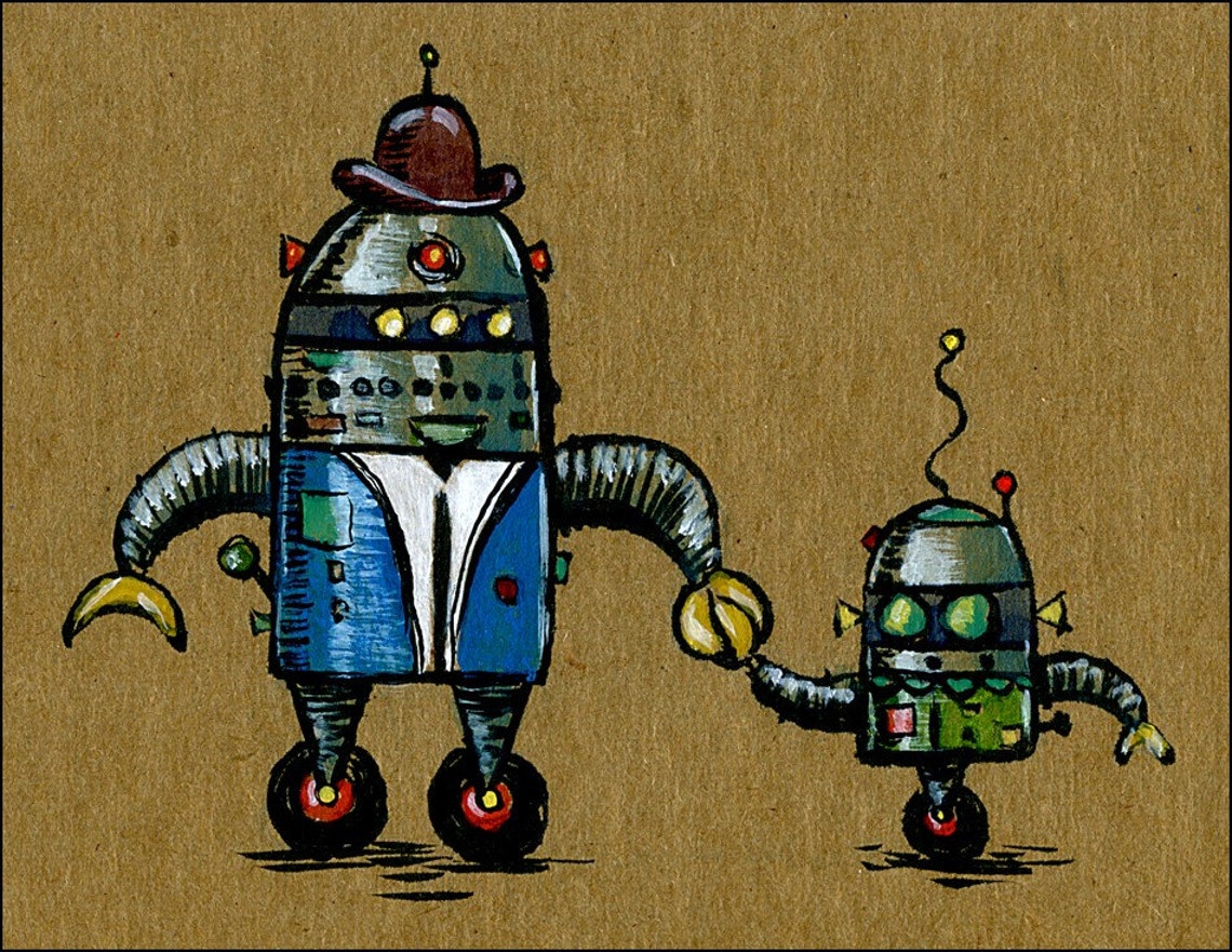 Robot Dad Card - Etsy
