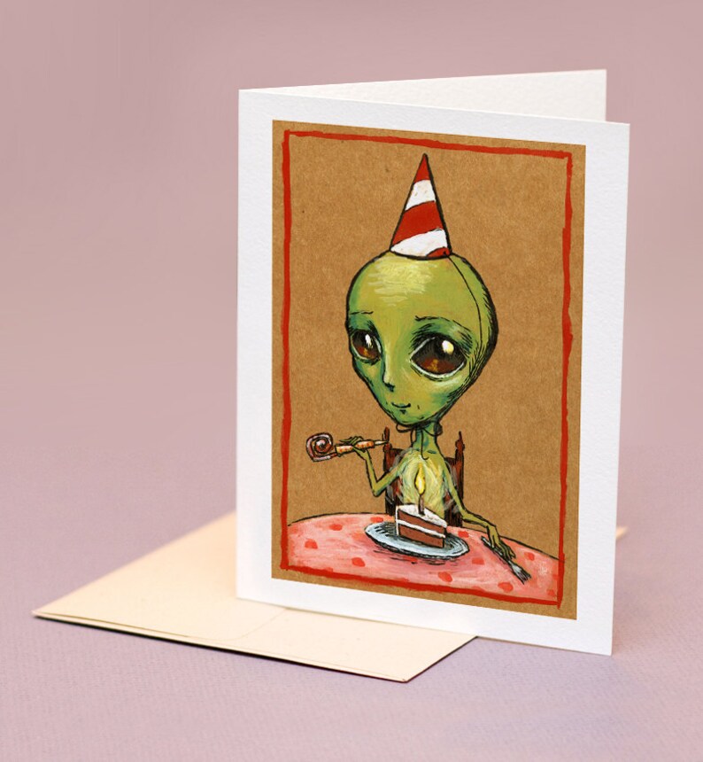 Birthday Alien Quirky Birthday Card. | Etsy