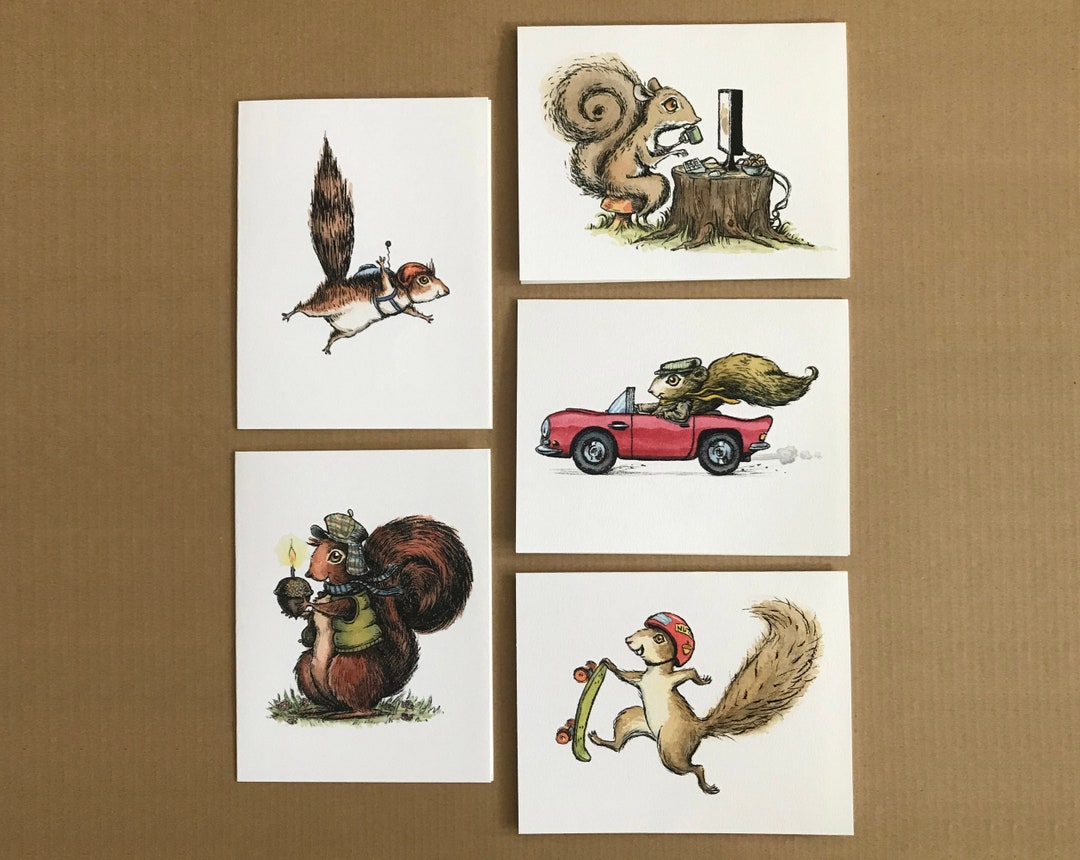 Box Set Assorted Squirrels 10 Cards - Etsy