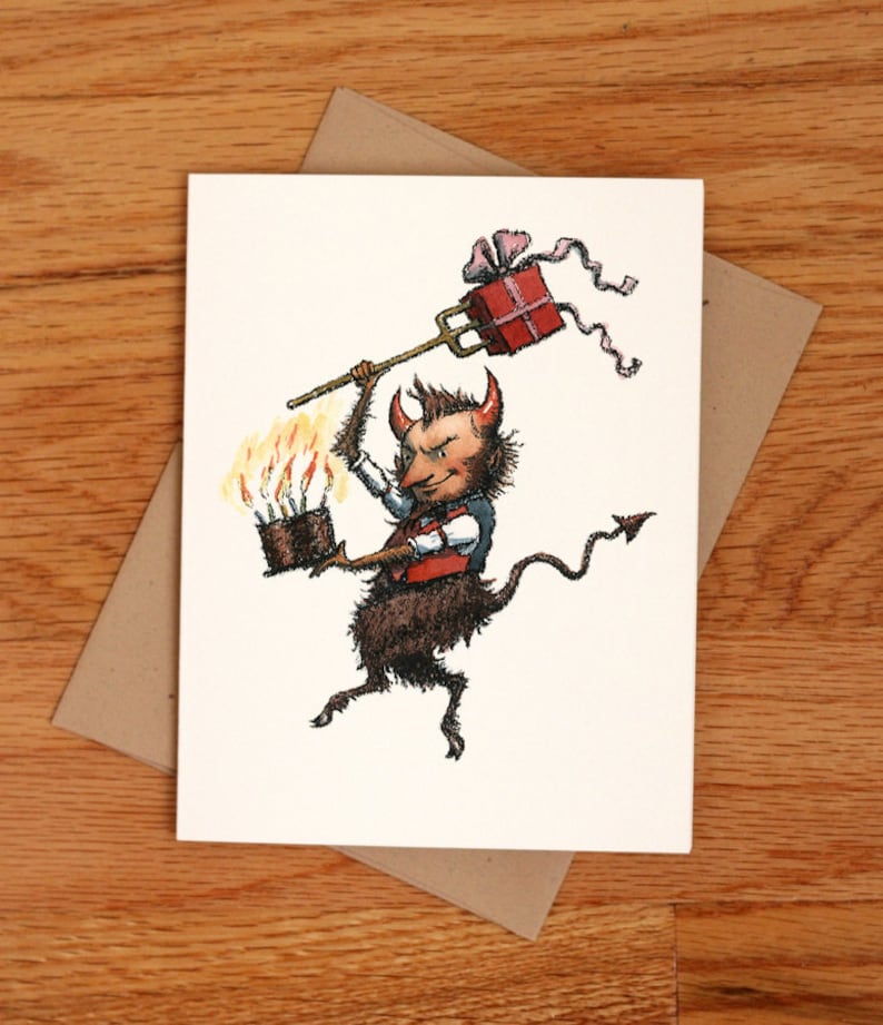 Birthday Devil Card - Etsy Denmark
