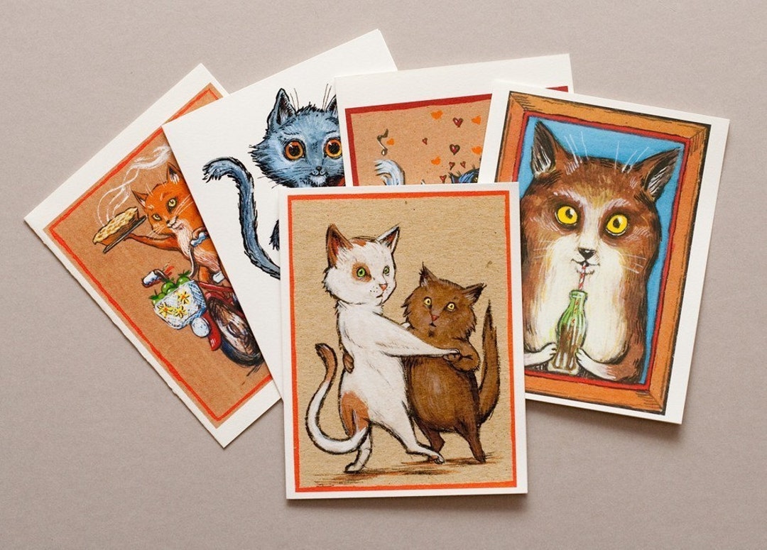 Box Set • Whimsical Cats • 10 Greeting Cards - Etsy
