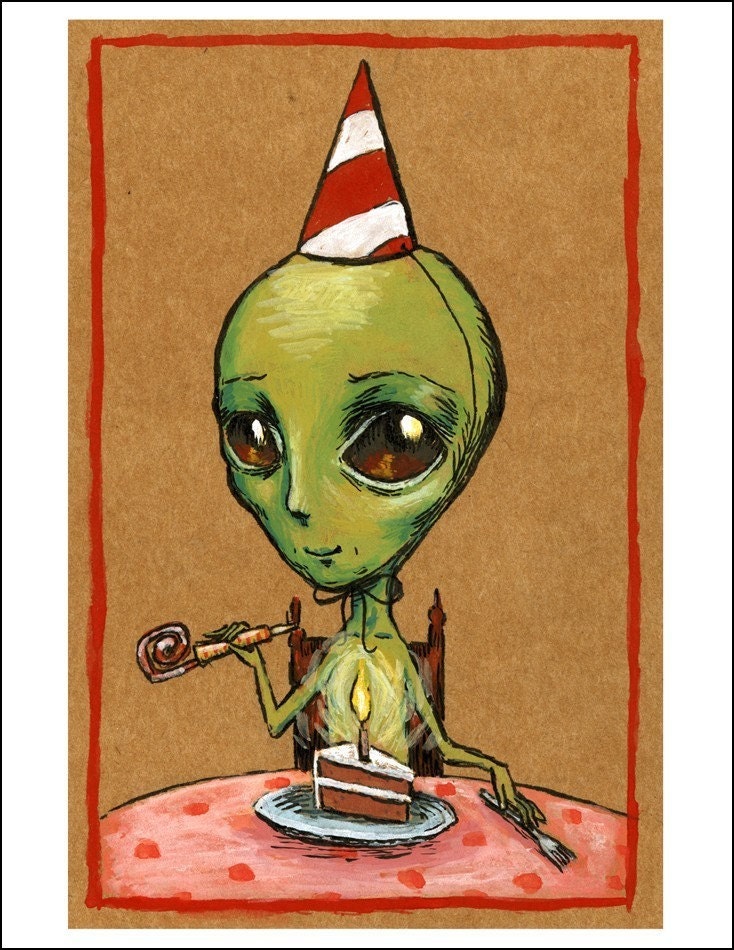 Birthday Alien Card - Etsy