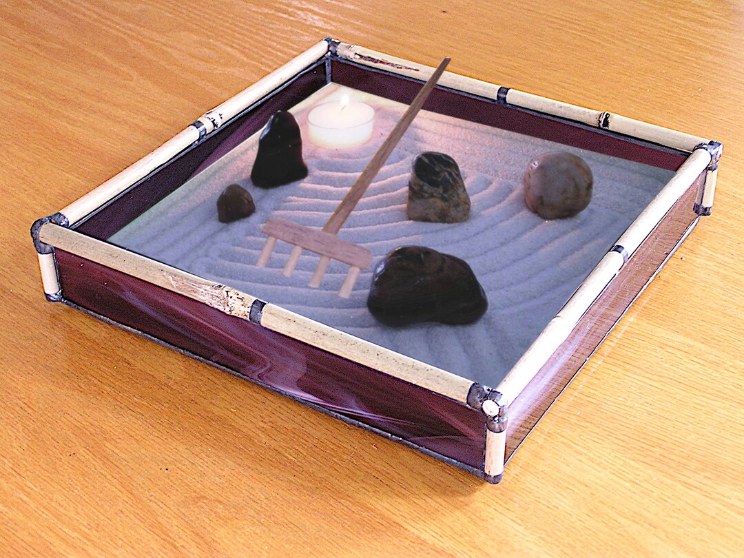 Zen Sand Garden in Purple Glass and Bamboo - PR16 - Etsy