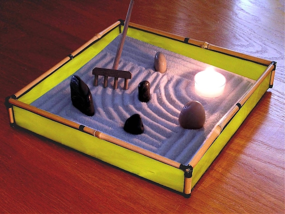 Zen Sand Garden in Yellow Glass and Bamboo YE02 | Etsy