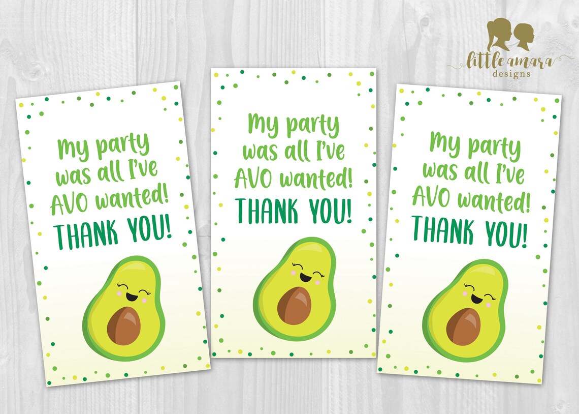 Thank You Tags Avocado Avo Theme Digital Printable PDF | Etsy