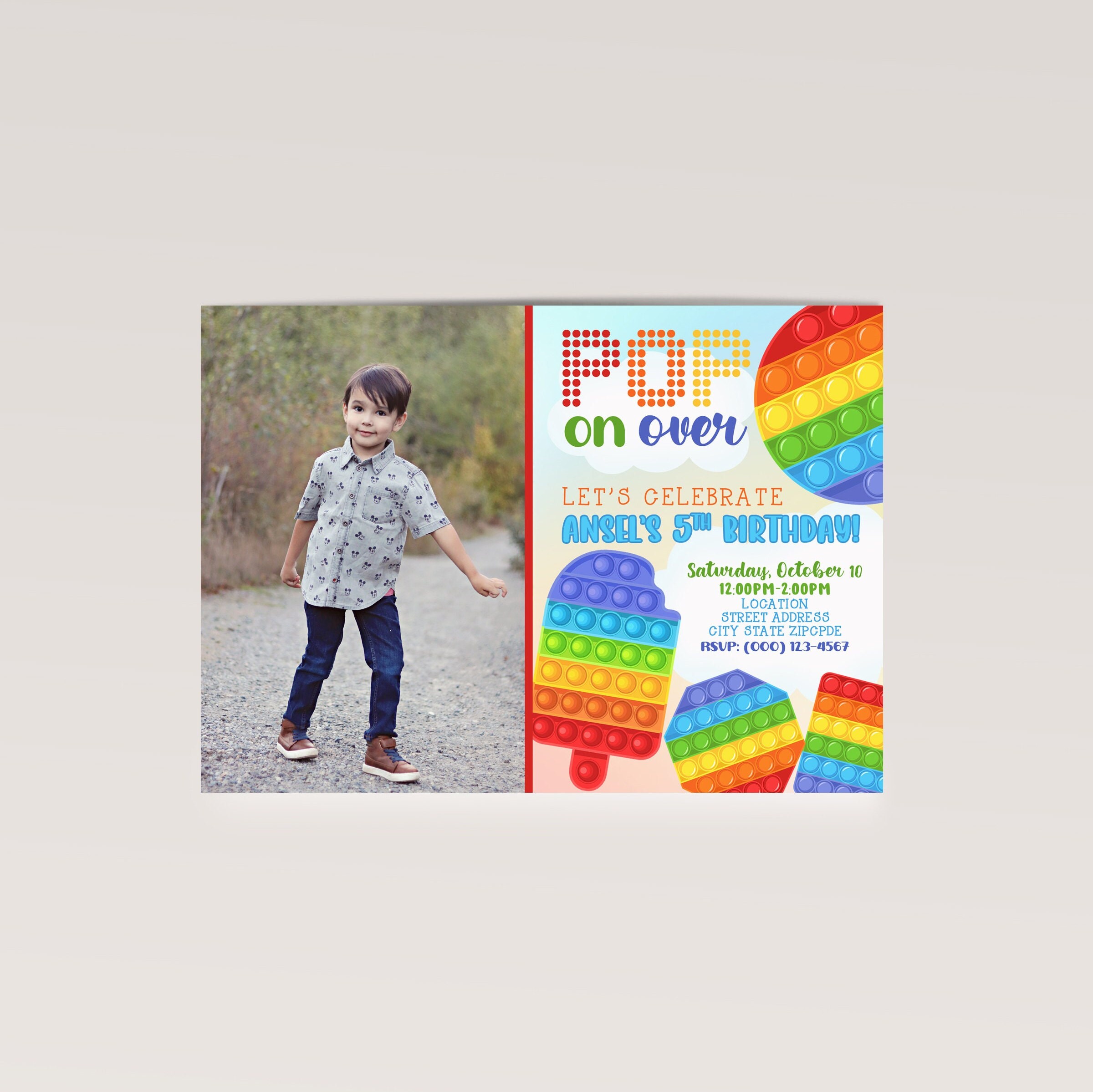 Colorful Popping Fidget Theme Digital Birthday Party Invitation You Can ...