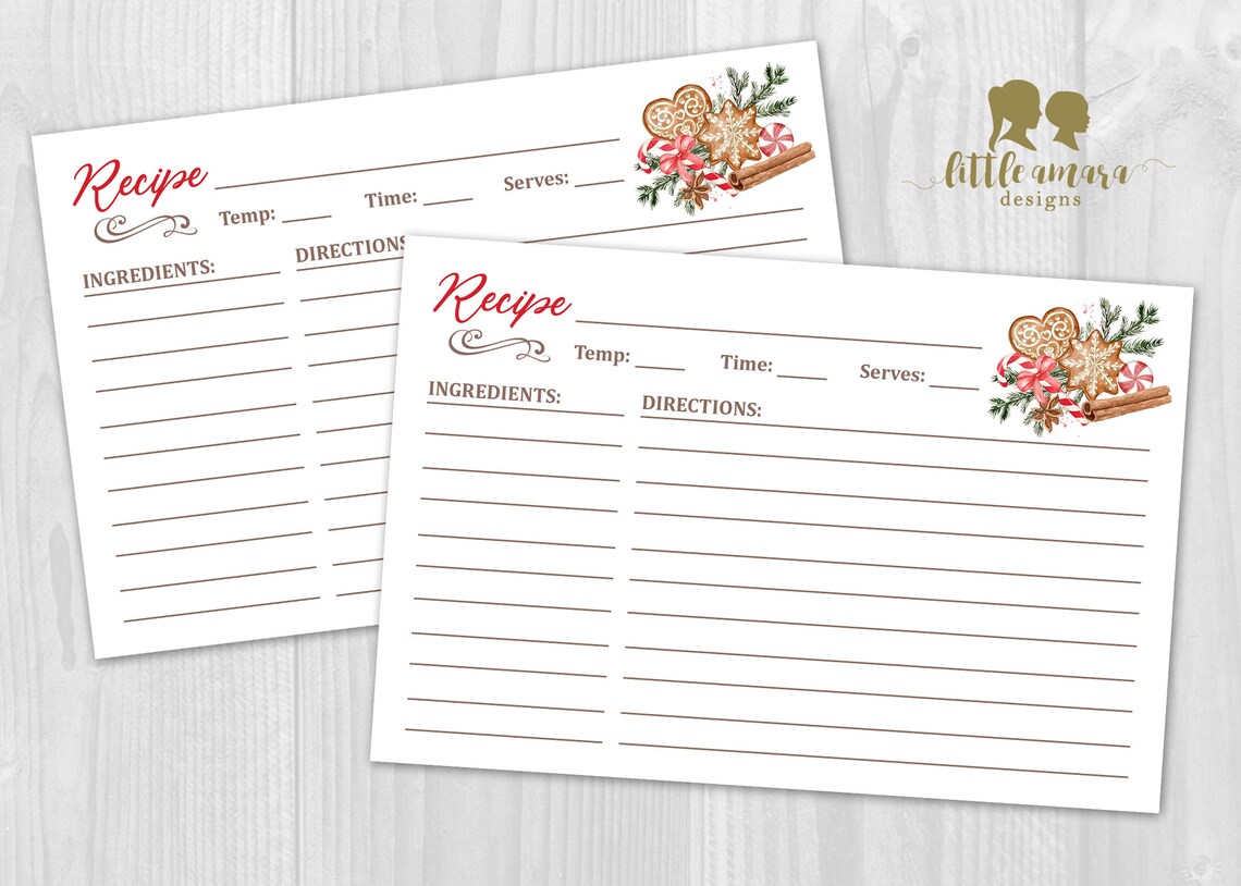 Christmas Holiday Cookie Recipe Card for Cookie Exchange Parties ...