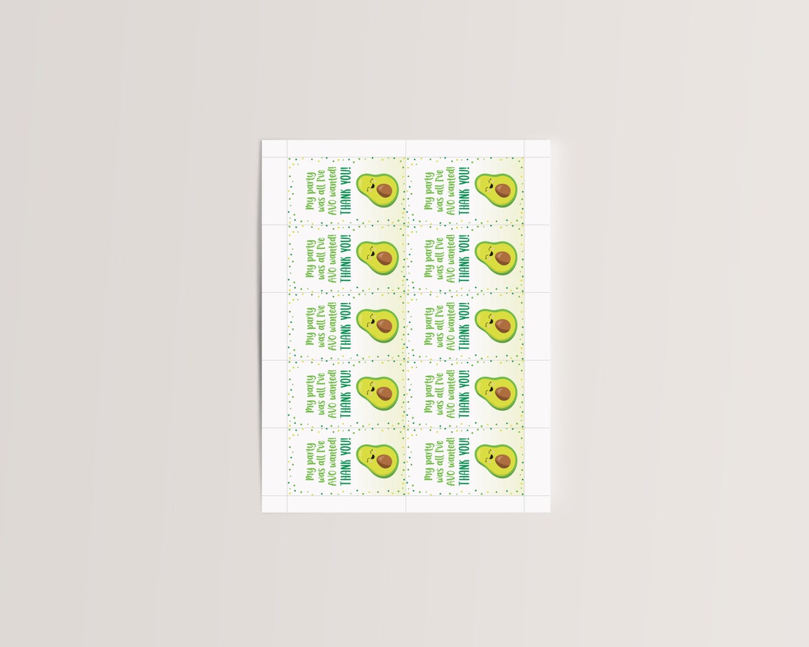 Thank You Tags Avocado Avo Theme Digital Printable PDF Download DIY - Etsy