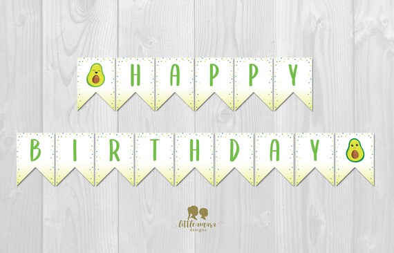 Avocado Birthday Party Decorations Banner Printable PDF - Etsy