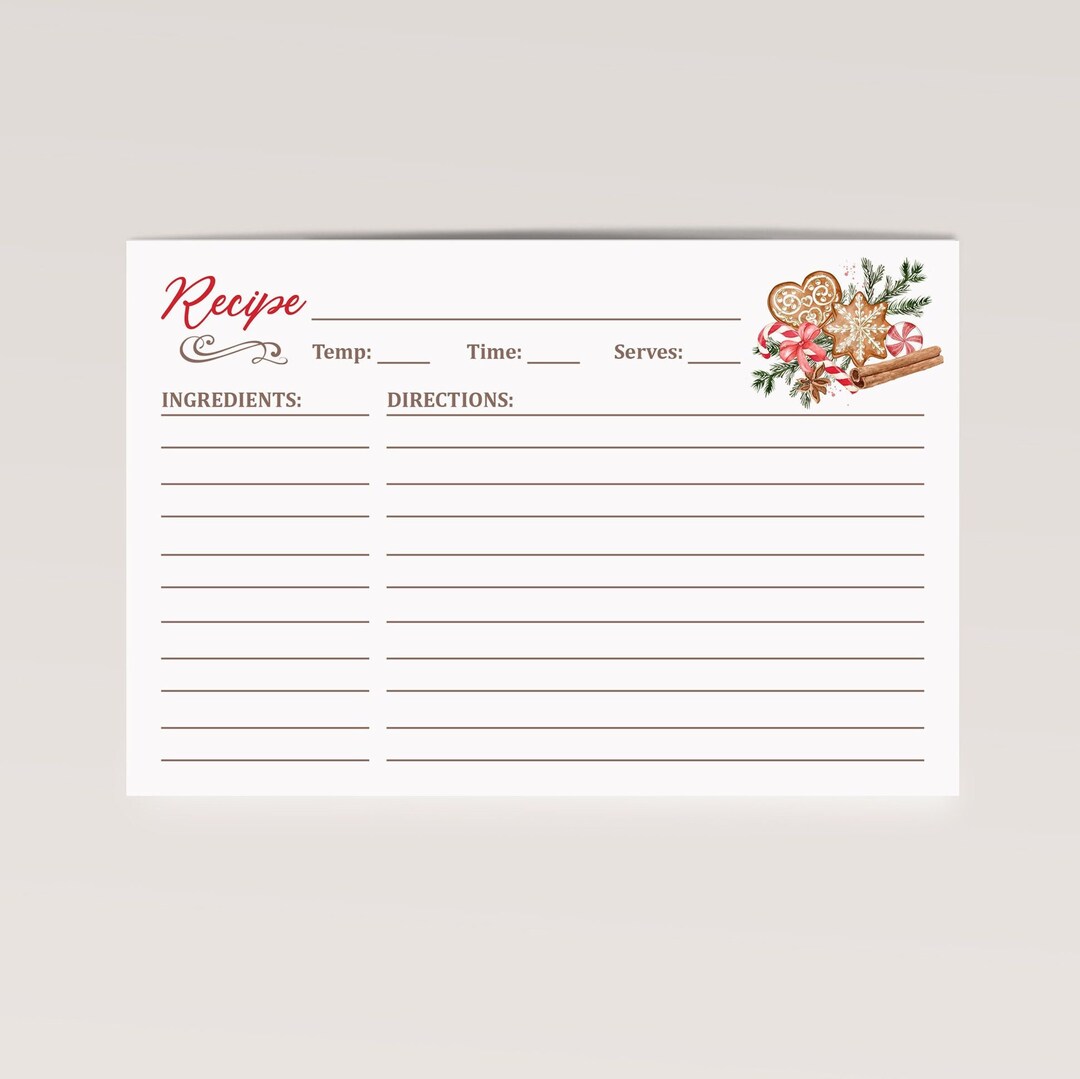 Christmas Holiday Cookie Recipe Card for Cookie Exchange Parties ...